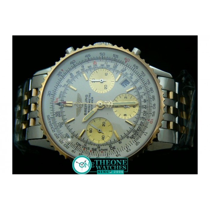 BREITLING NAVITIMER 2 TONE WHITE DIAL STICKS CHRONOS 28800BPH